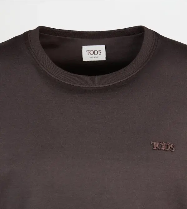 TOD'S Short-sleeve Crewneck T-shirt With Chest Patch - Brown