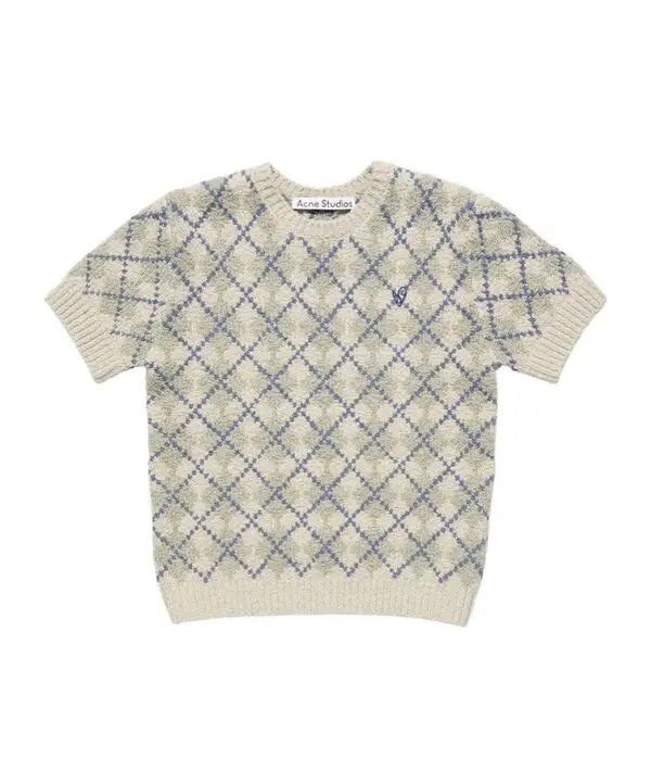 Acne Studios Bouclé Argyle Knit Sweater - White