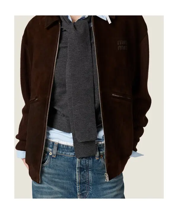 Miu Miu Waxed Suede Blouson Jacket
