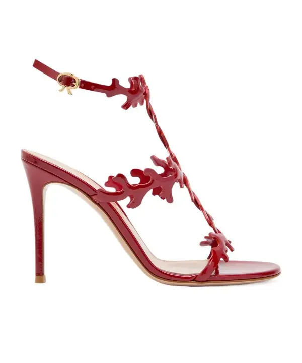 GIANVITO ROSSI Ocean 95 Coral-design Glossed Nappa Sandals