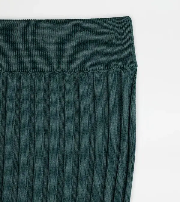 TOD'S Ribbed Knit Midi Skirt - Green