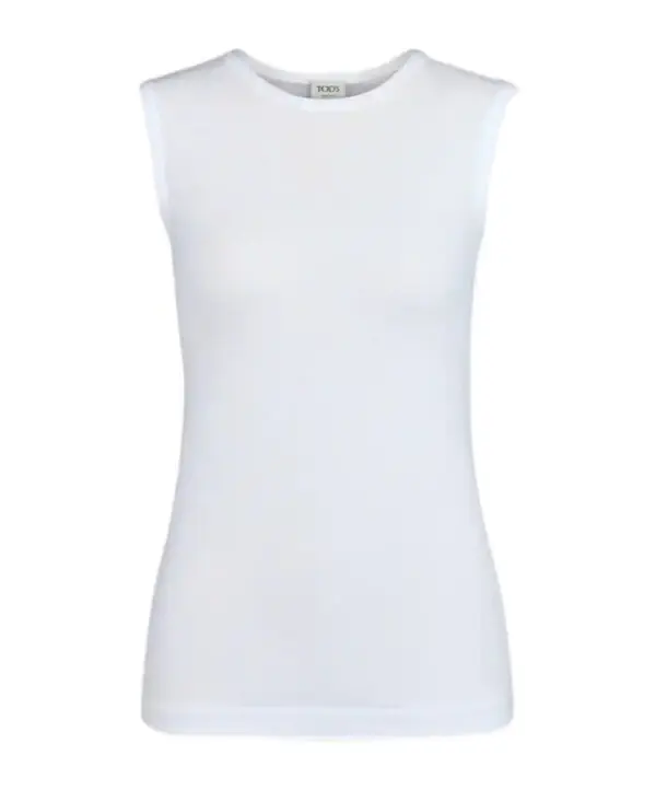 TOD'S Sleeveless Top With Embroidered Hem