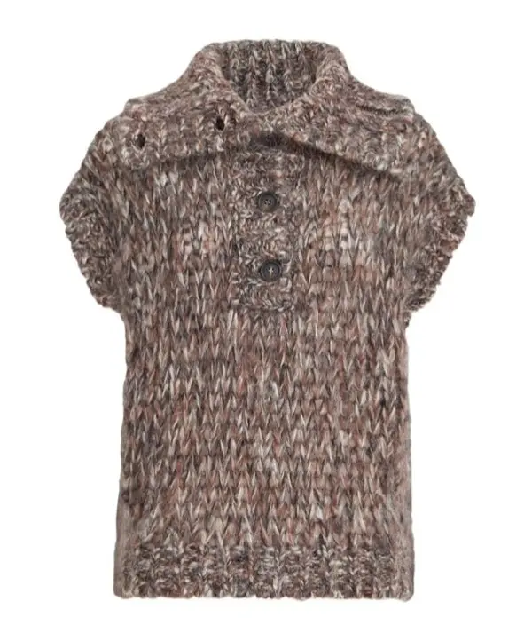 Brunello Cucinelli Malfilé Mohair Sweater Vest - Bark