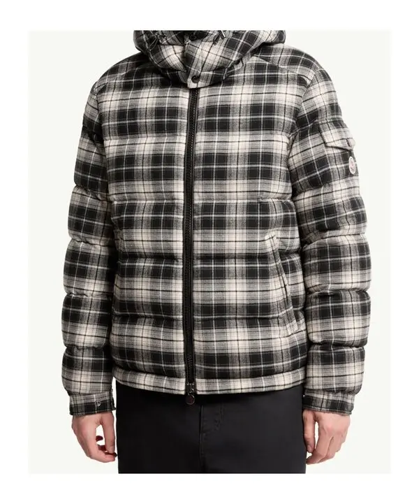 Moncler Airor Hooded Down Jacket With Plaid Pattern