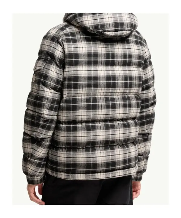 Moncler Airor Hooded Down Jacket With Plaid Pattern