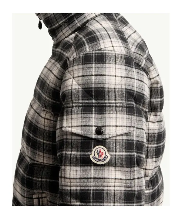 Moncler Airor Hooded Down Jacket With Plaid Pattern