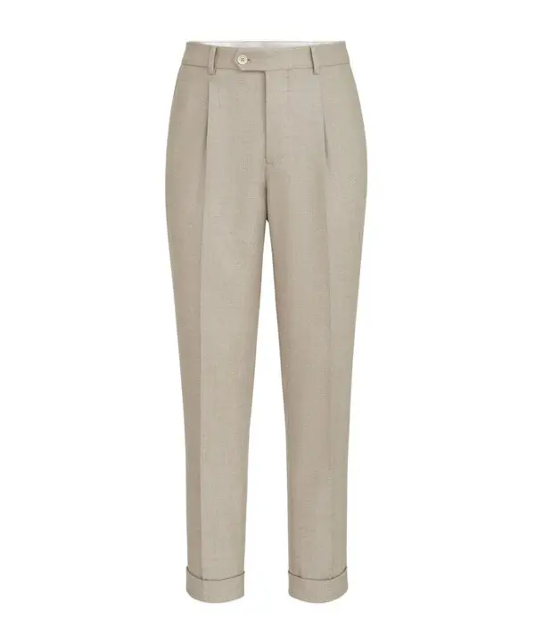 Brunello Cucinelli Virgin-wool Mouliné-twill Trousers With Pleat