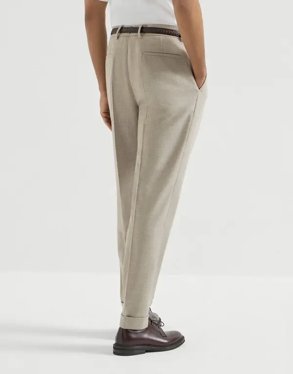 Brunello Cucinelli Virgin-wool Mouliné-twill Trousers With Pleat