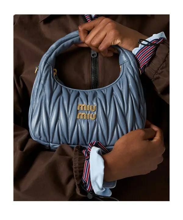 Miu Miu Wander Matelassé Nappa Leather Hobo Bag