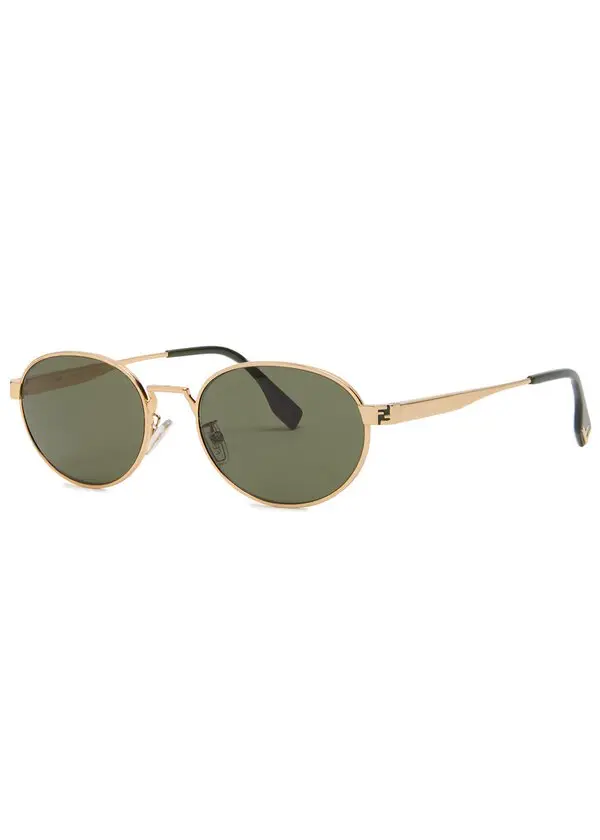 Fendi Oval-frame Metal Sunglasses