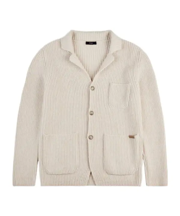 FAY Ribbed Knit Jacket With Shawl Collar
