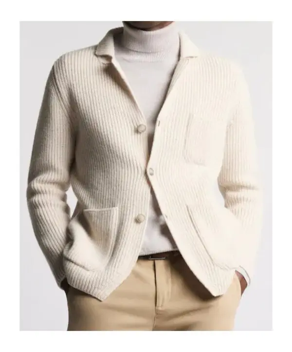 FAY Ribbed Knit Jacket With Shawl Collar