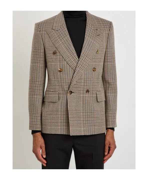 Valentino Garavani Houndstooth Double-breasted Wool Blazer
