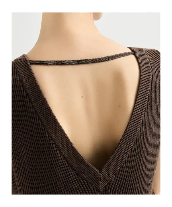 Brunello Cucinelli Rib Knit Maxi Dress With Monili Detail - Black