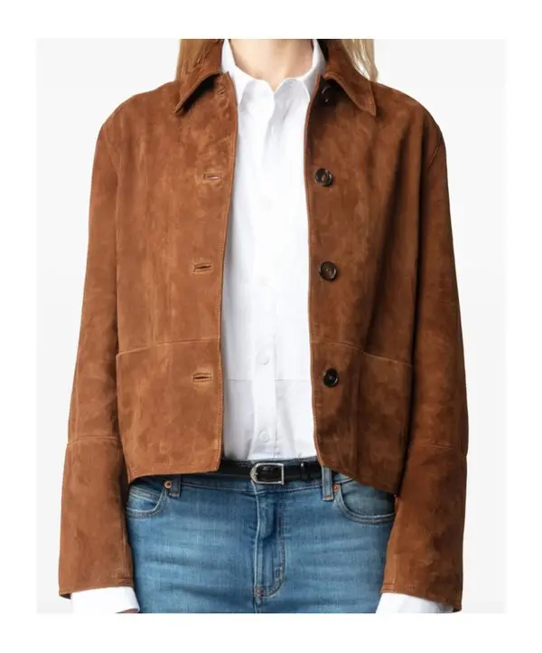 Zadig&Voltaire Lapel Long Sleeve Leather Jacket