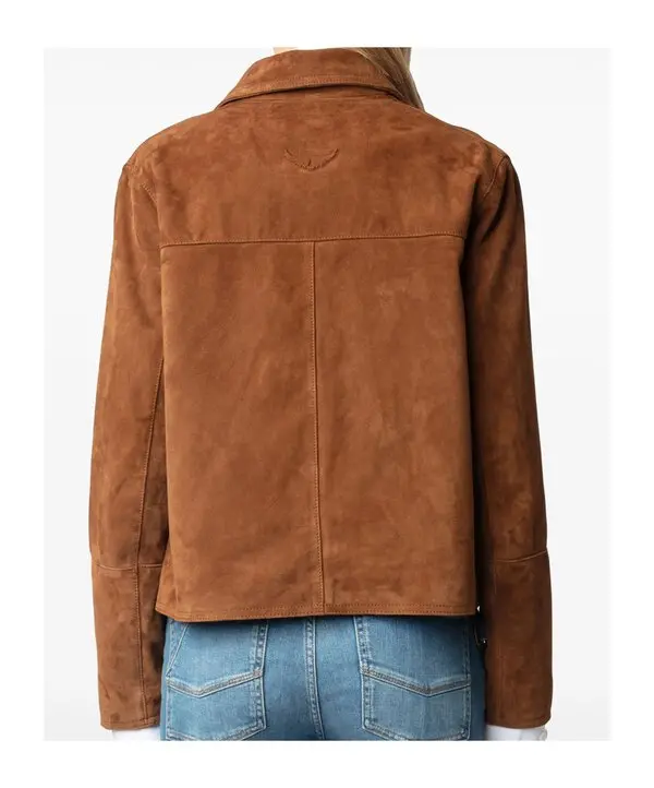 Zadig&Voltaire Lapel Long Sleeve Leather Jacket