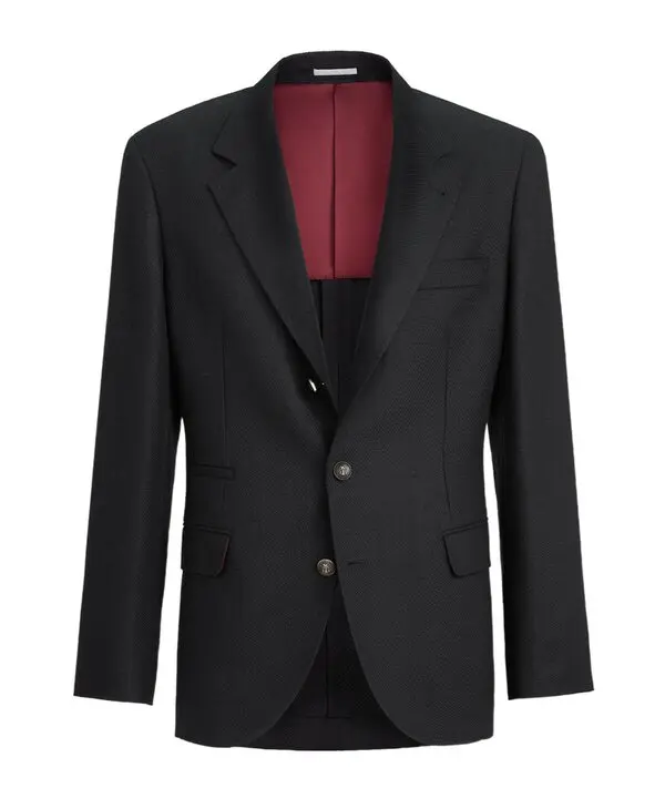 Brunello Cucinelli Silk, Linen And Wool Hopsack Deconstructed Blazer With Metal Buttons