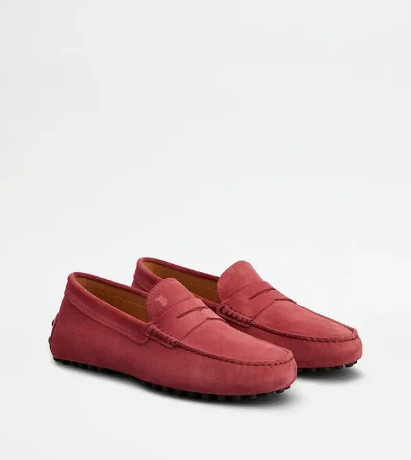 TOD'S Suede Round Toe Loafers With Signature Rubber Sole