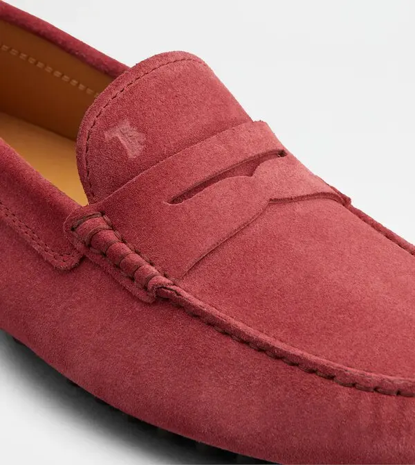 TOD'S Suede Round Toe Loafers With Signature Rubber Sole
