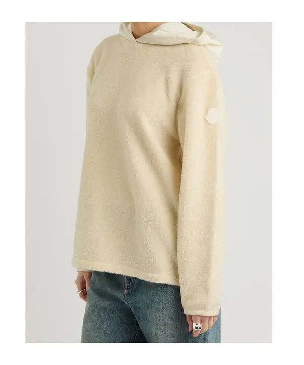 Moncler Logo Hooded Faux Fur Sweatshirt