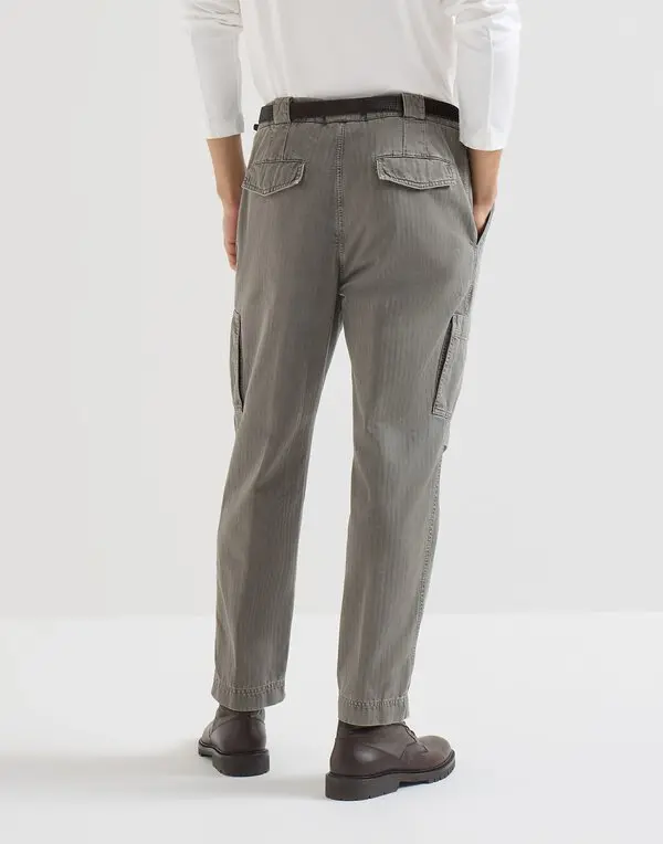 Brunello Cucinelli Cotton Chevron Cargo Trousers