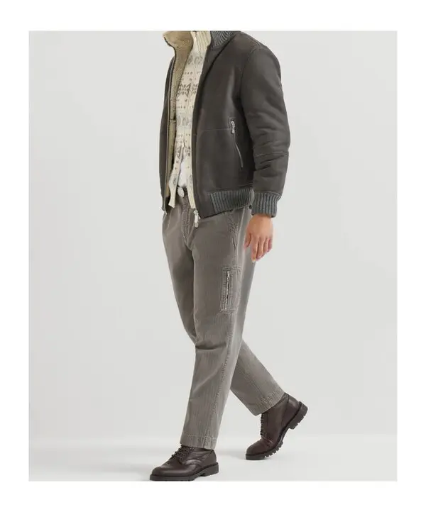 Brunello Cucinelli Cotton Chevron Cargo Trousers