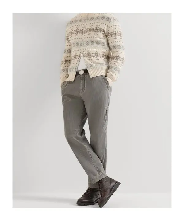 Brunello Cucinelli Cotton Chevron Cargo Trousers