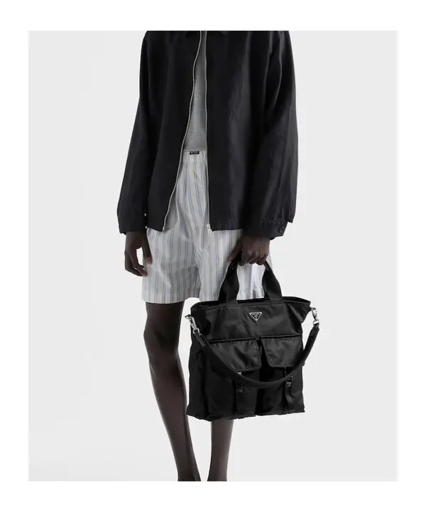 Prada Explore Re-nylon And Leather Tote Bag