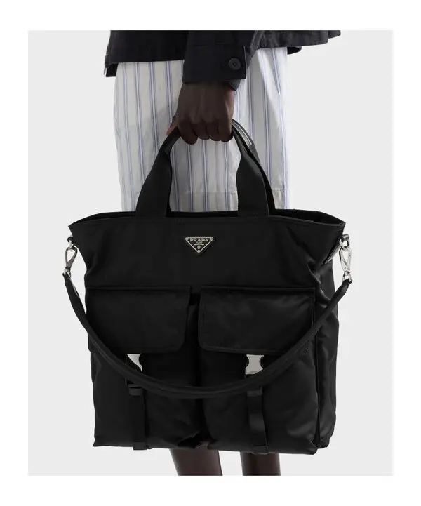 Prada Explore Re-nylon And Leather Tote Bag