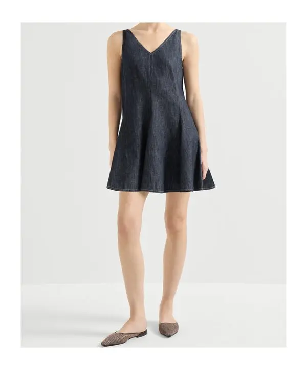 Brunello Cucinelli Cotton Denim-effect Twill Mini Dress
