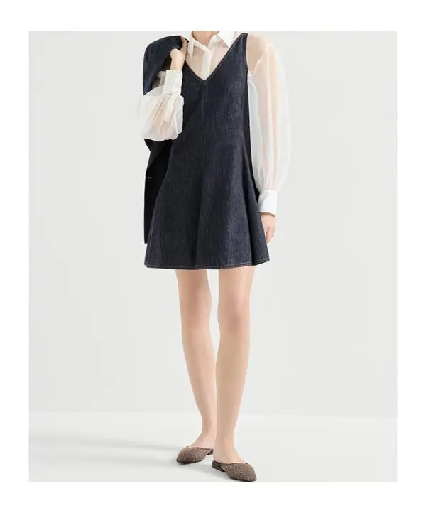 Brunello Cucinelli Cotton Denim-effect Twill Mini Dress