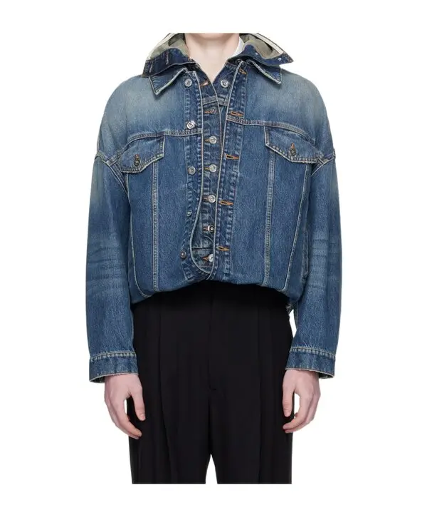 JEAN PAUL GAULTIER Denim Layered Jacket With Hood