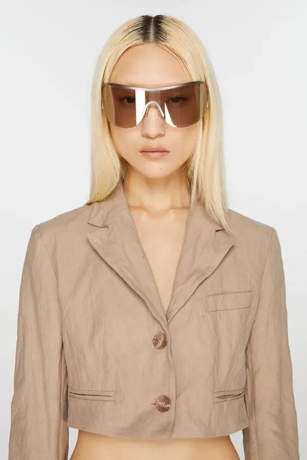 Acne Studios Logo Charm Shield Frame Sunglasses