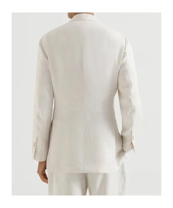 Brunello Cucinelli Linen Micro Chevron Unlined Blazer