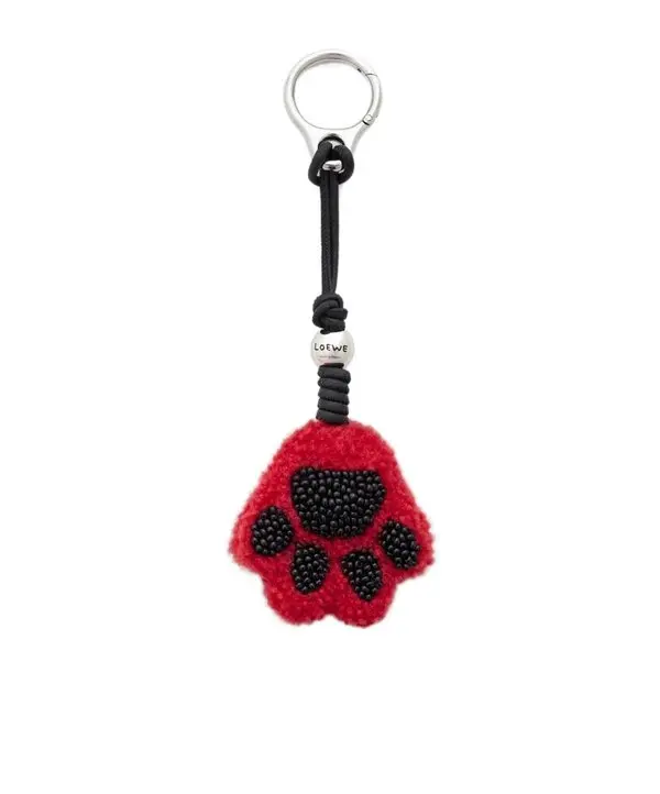Loewe Paw Charm In Shearling And Calfskin