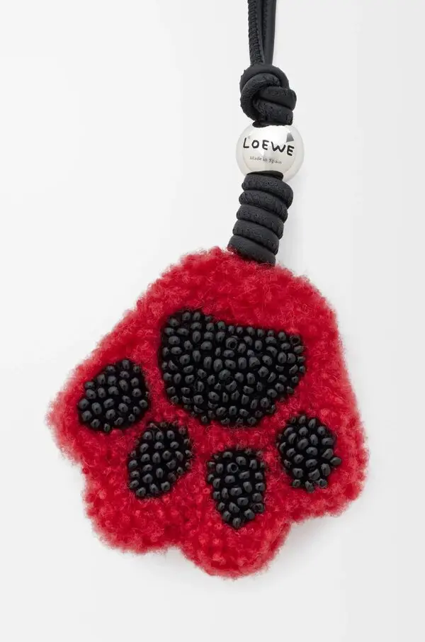 Loewe Paw Charm In Shearling And Calfskin