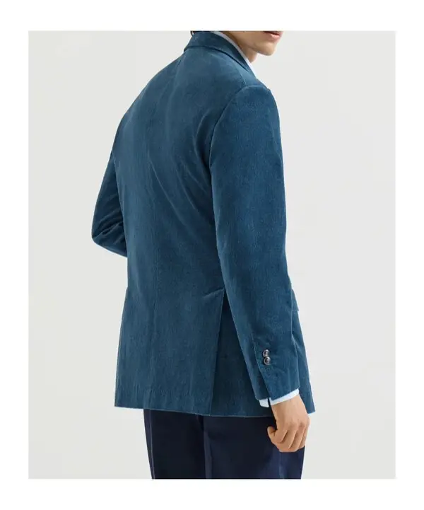 Brunello Cucinelli Effect Cotton Velvet Tailor Blazer With Peak Lapels