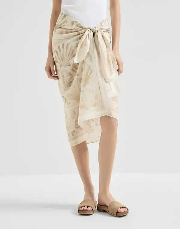 Brunello Cucinelli Silk Satin Mediterranea Sarong