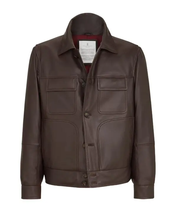 Brunello Cucinelli Nappa Leather Outerwear Jacket With Thermore Padding