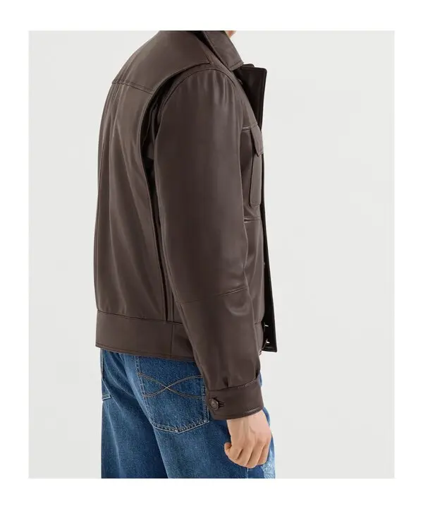 Brunello Cucinelli Nappa Leather Outerwear Jacket With Thermore Padding