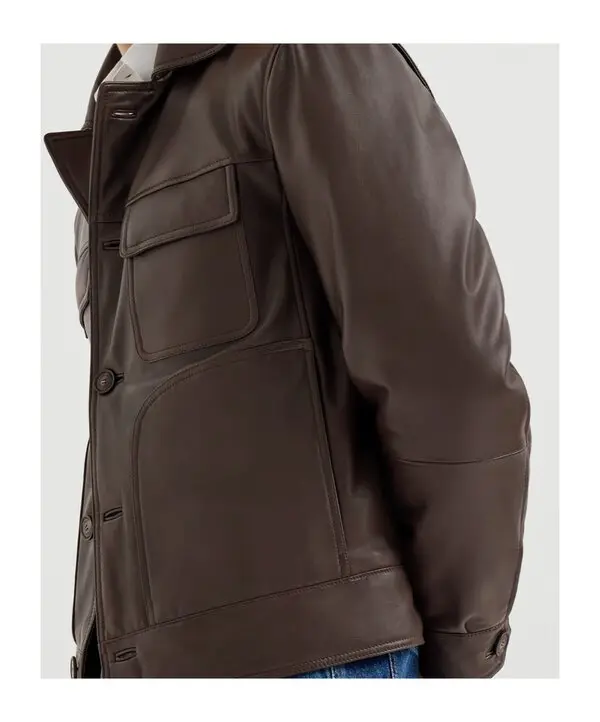 Brunello Cucinelli Nappa Leather Outerwear Jacket With Thermore Padding