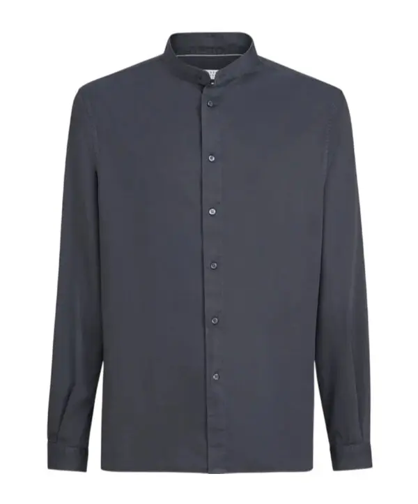 Brunello Cucinelli Mandarin-collar Garment-dyed Shirt