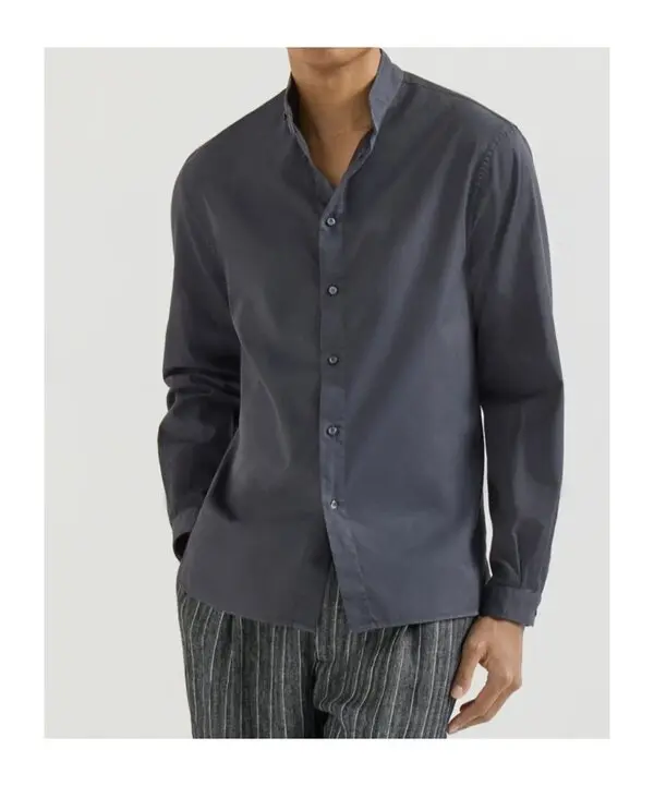 Brunello Cucinelli Mandarin-collar Garment-dyed Shirt