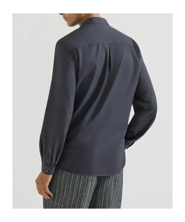 Brunello Cucinelli Mandarin-collar Garment-dyed Shirt