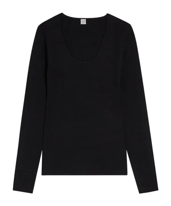 TOTEME Scoop Neck Stretch-wool Long Sleeve Top