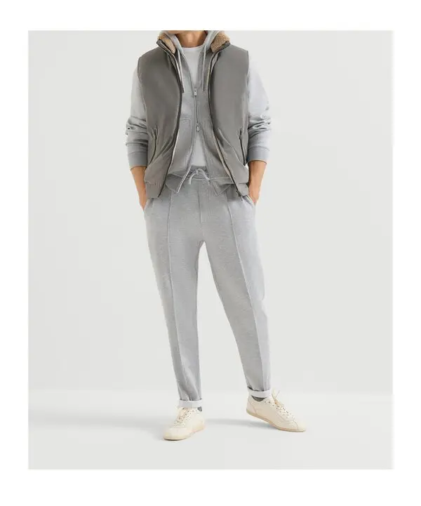 Brunello Cucinelli Waxed Techno-cotton Down Vest With Detachable Hood