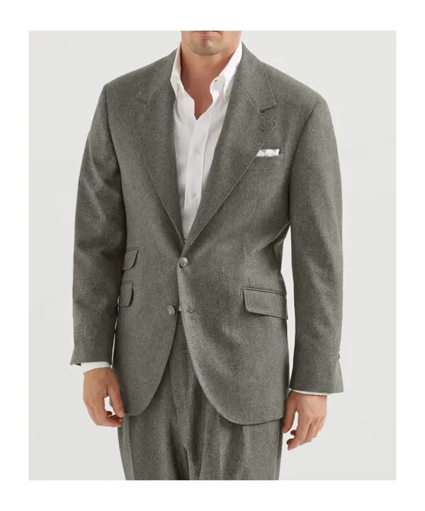 Brunello Cucinelli Virgin Wool Flannel Cavallo Tailor Blazer With Metal Buttons