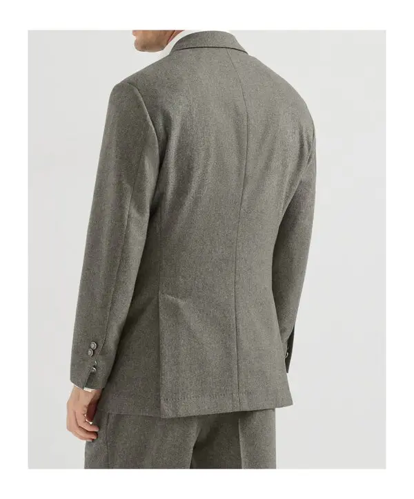 Brunello Cucinelli Virgin Wool Flannel Cavallo Tailor Blazer With Metal Buttons