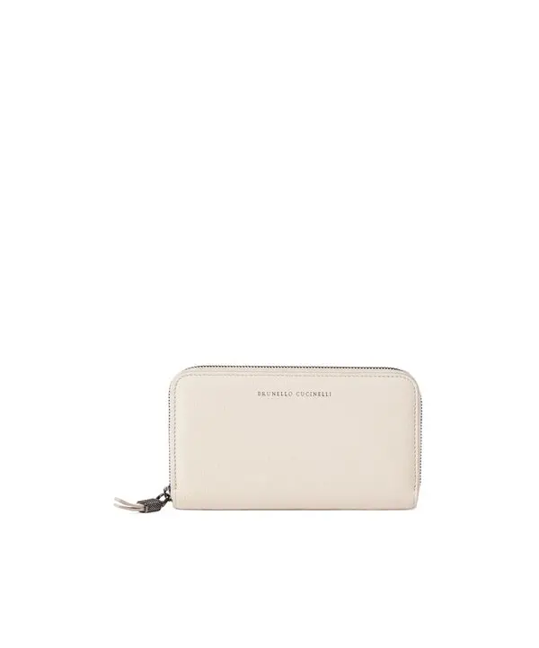 Brunello Cucinelli Grained Zip Wallet - Ivory