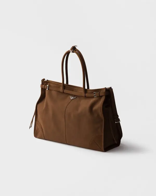 Prada Bonnie Nubuck Leather Tote Bag - Cocoa Brown